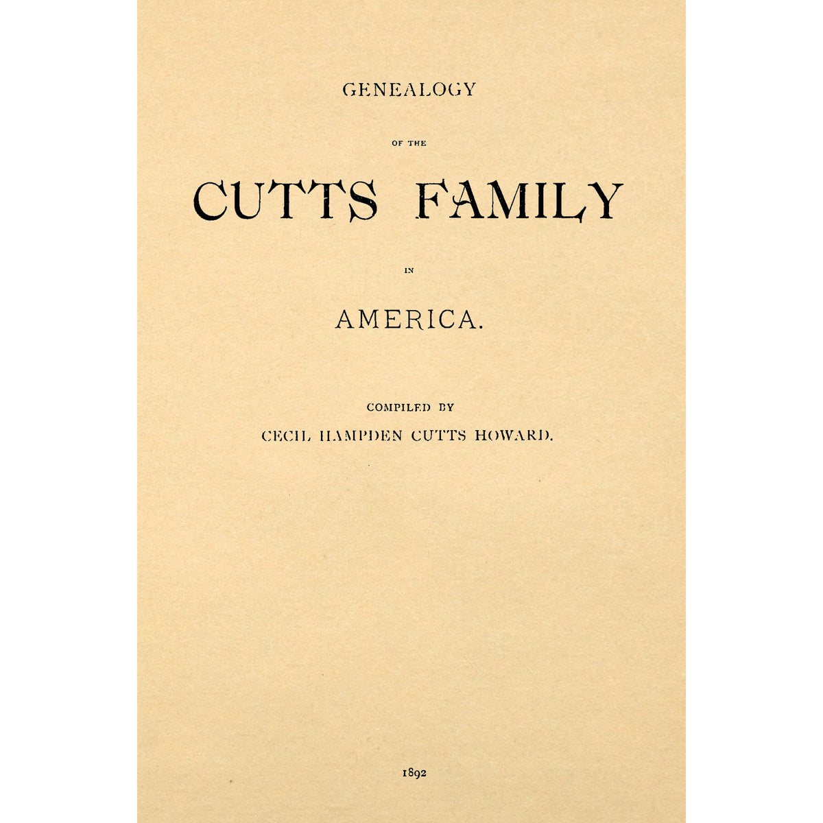 Genealogy of the Cutts Family in America – Apple Manor Press