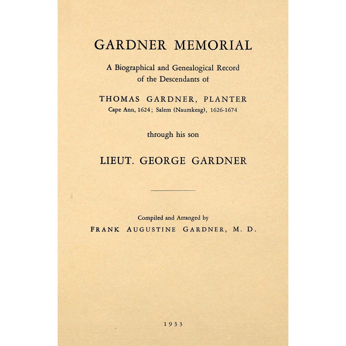 Gardner Memorial – Apple Manor Press
