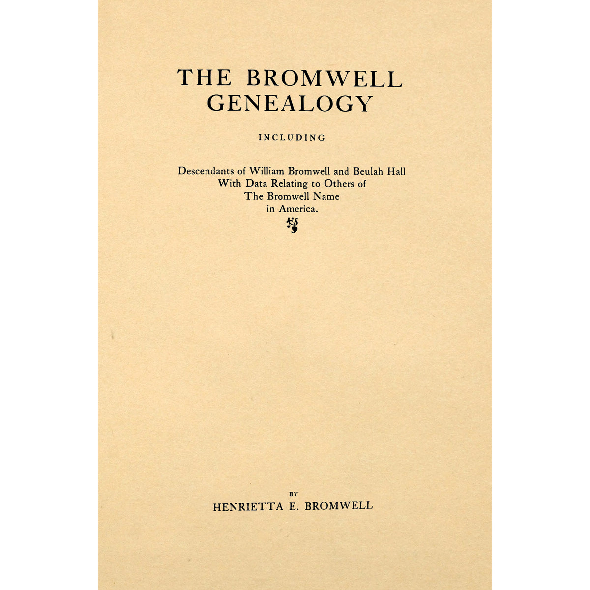 The Bromwell Genealogy – Apple Manor Press
