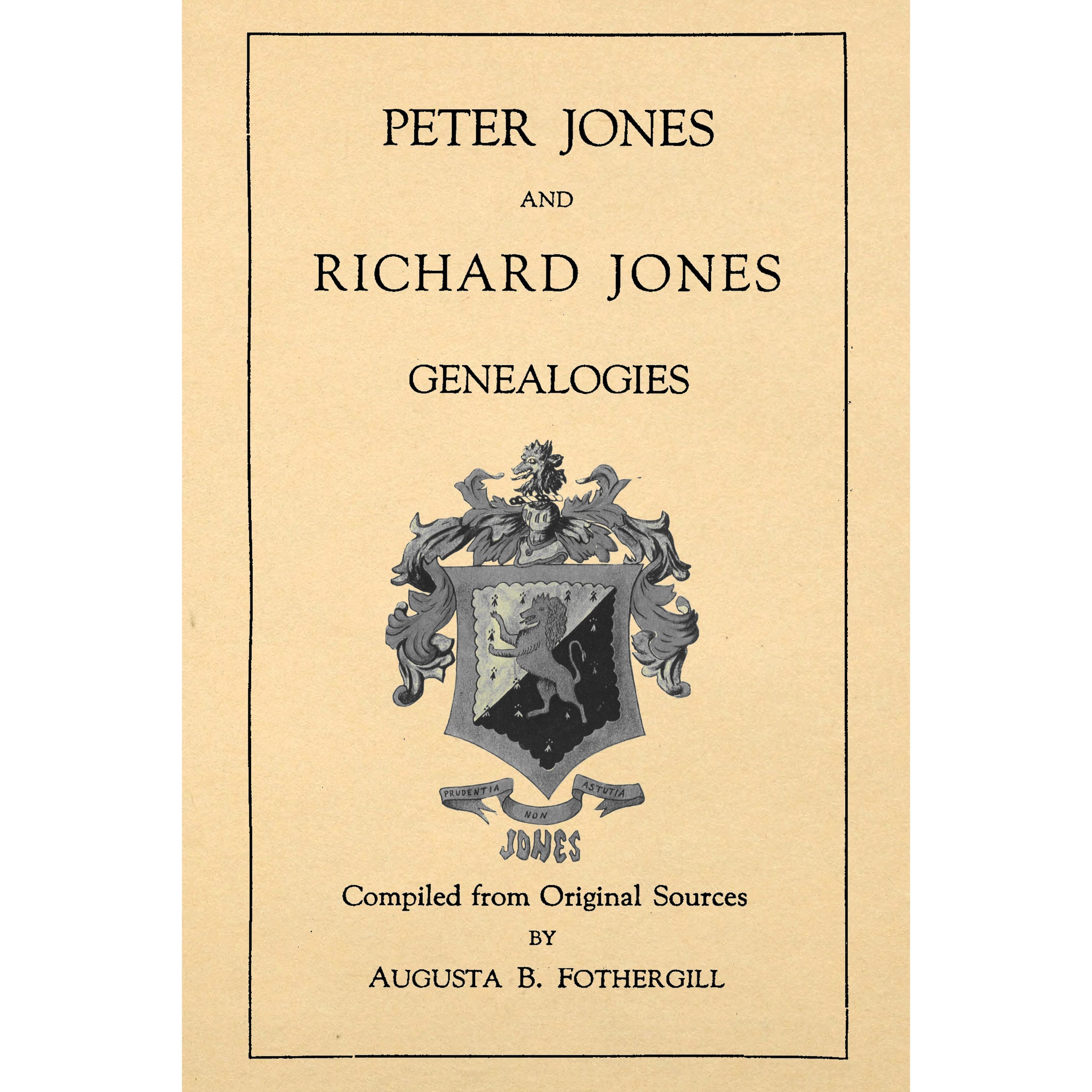 Peter Jones and Richard Jones Genealogies – Apple Manor Press